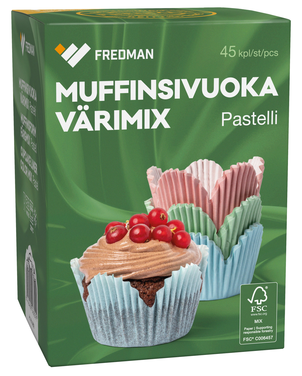 Fredman muffinssivuoka värimix pastelli 45 kpl | Fredman-verkkokauppa